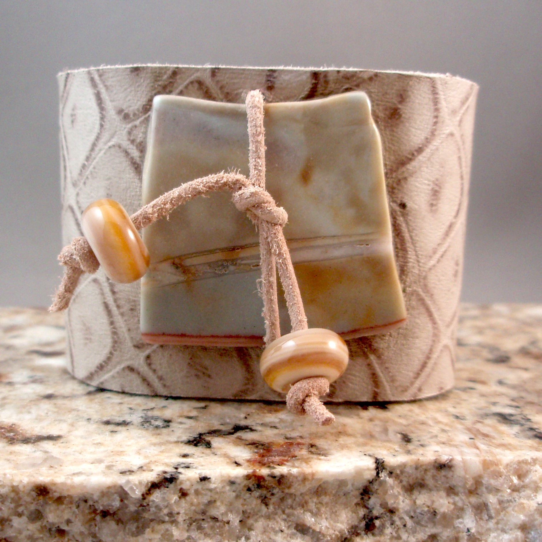Patterned Leather Cuff with Gemstone – Jewelry Making Journal