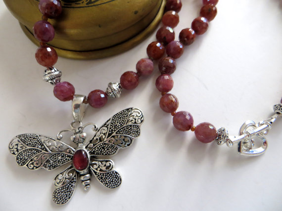 Natural Ruby Necklace With Bali Silver Butterfly – Jewelry Making Journal