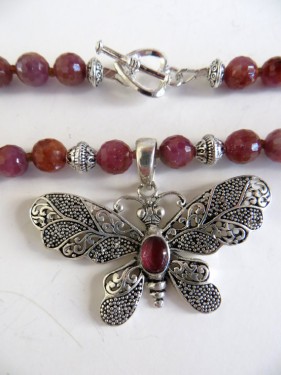 Natural Ruby Necklace With Bali Silver Butterfly – Jewelry Making Journal
