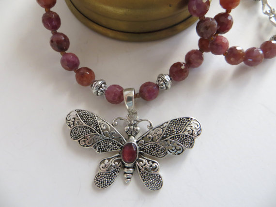 Natural Ruby Necklace With Bali Silver Butterfly – Jewelry Making Journal