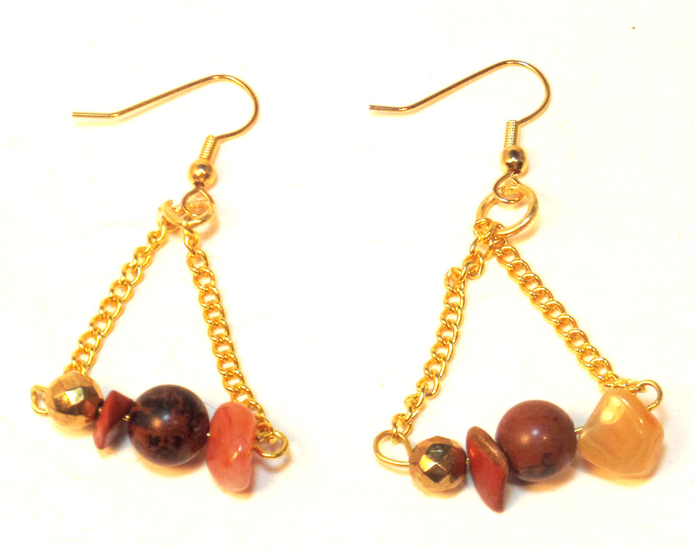 Fall Gemstone Chain Triangle Earrings – Jewelry Making Journal
