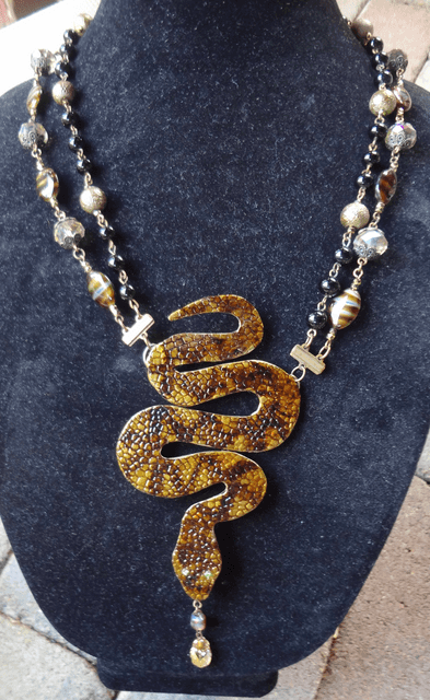 Snake Necklace Made With Patterned Brass – Jewelry Making Journal